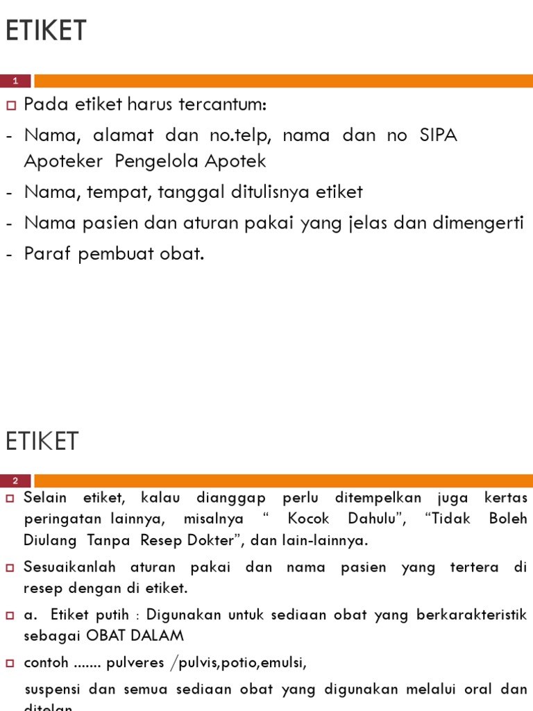Etiket Resep | PDF