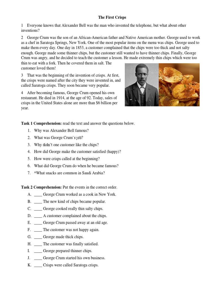 The Invention of Chips (Reading) | PDF | Potato Chip