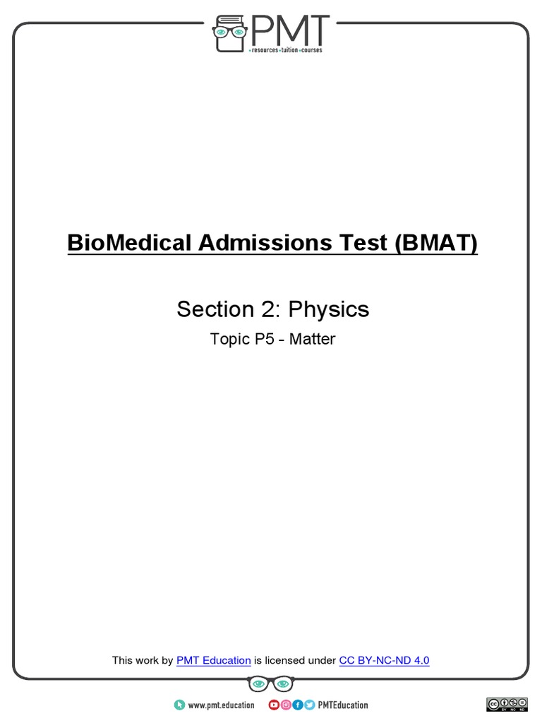 Biomedical Admissions Test (Bmat) : Section 2: Physics | PDF | Gases ...