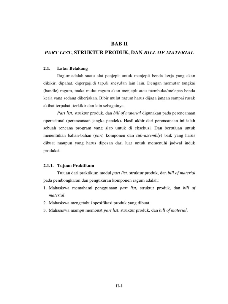 Part List dan Struktur Produk Ragum | PDF