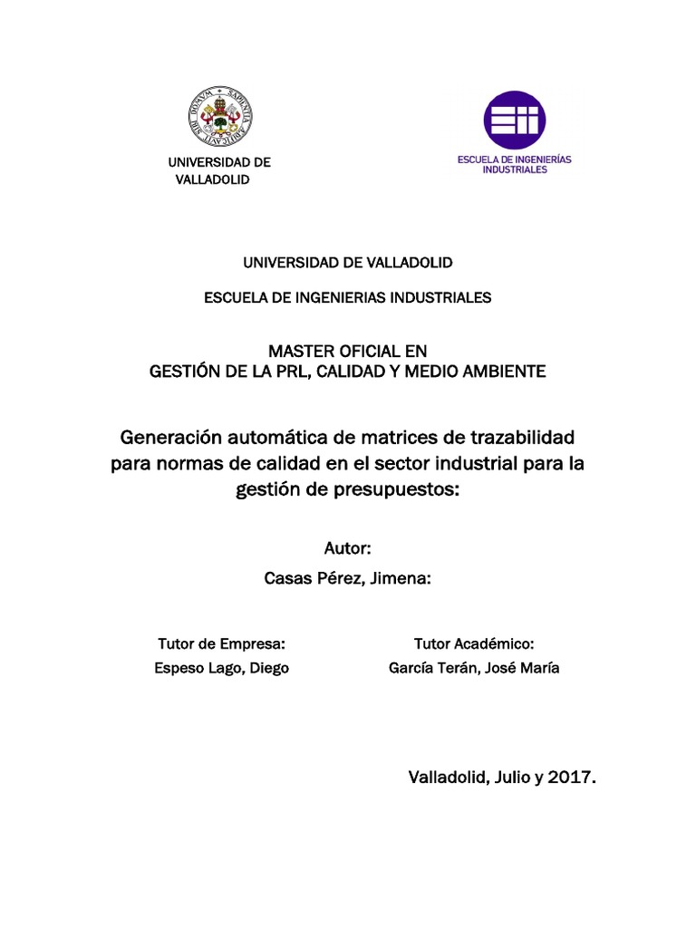 TFM P 593 | PDF | Calidad (comercial) | Presupuesto