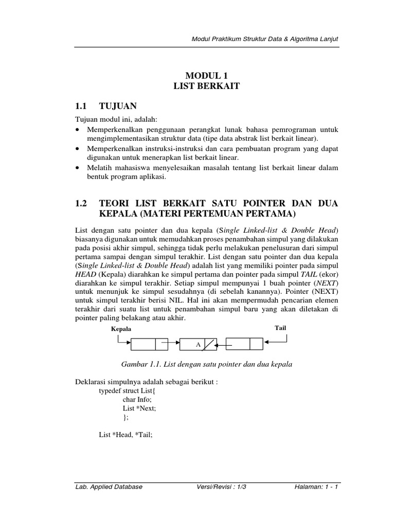 Modul 1 List Berkait | PDF