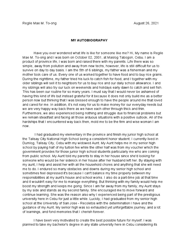 My Autobiography | PDF | Teachers