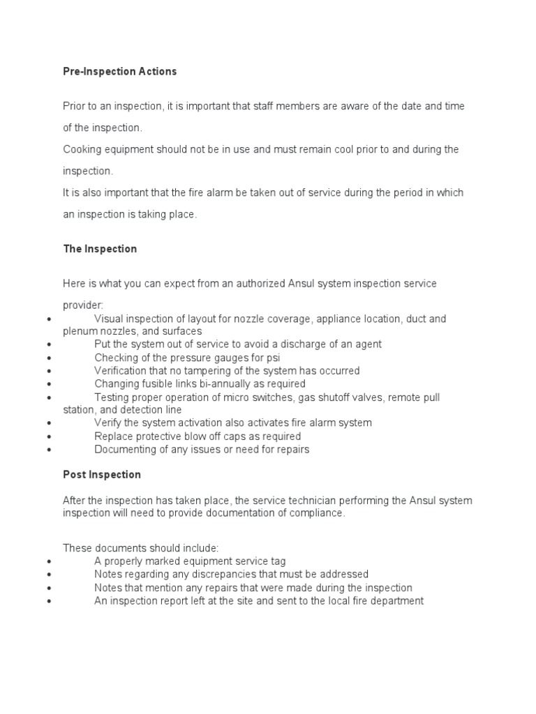 Inspection For Ansul System | PDF | Fuse (Electrical) | Mechanical ...