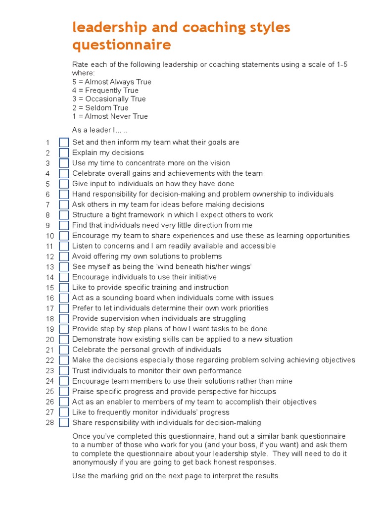 Styles Questionnaire | PDF | Leadership | Decision Making