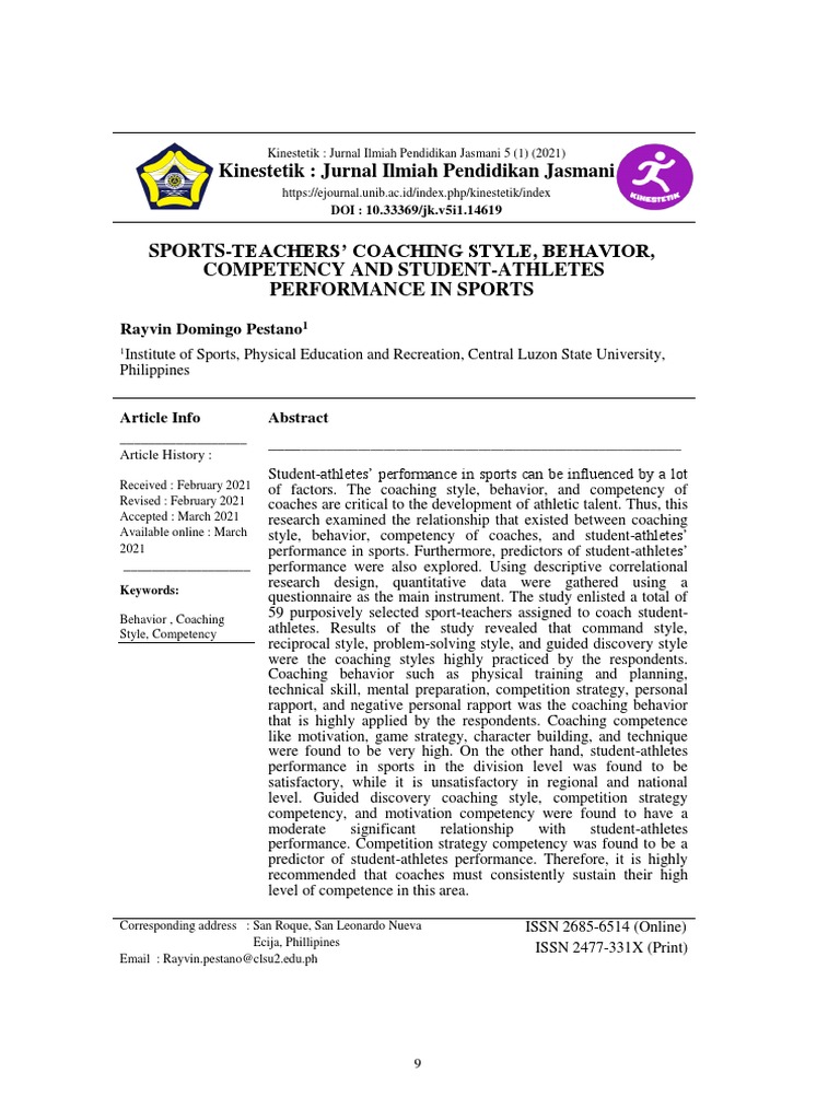 Coaching Styles Impacting Athlete Performance | PDF | Competence (Human ...