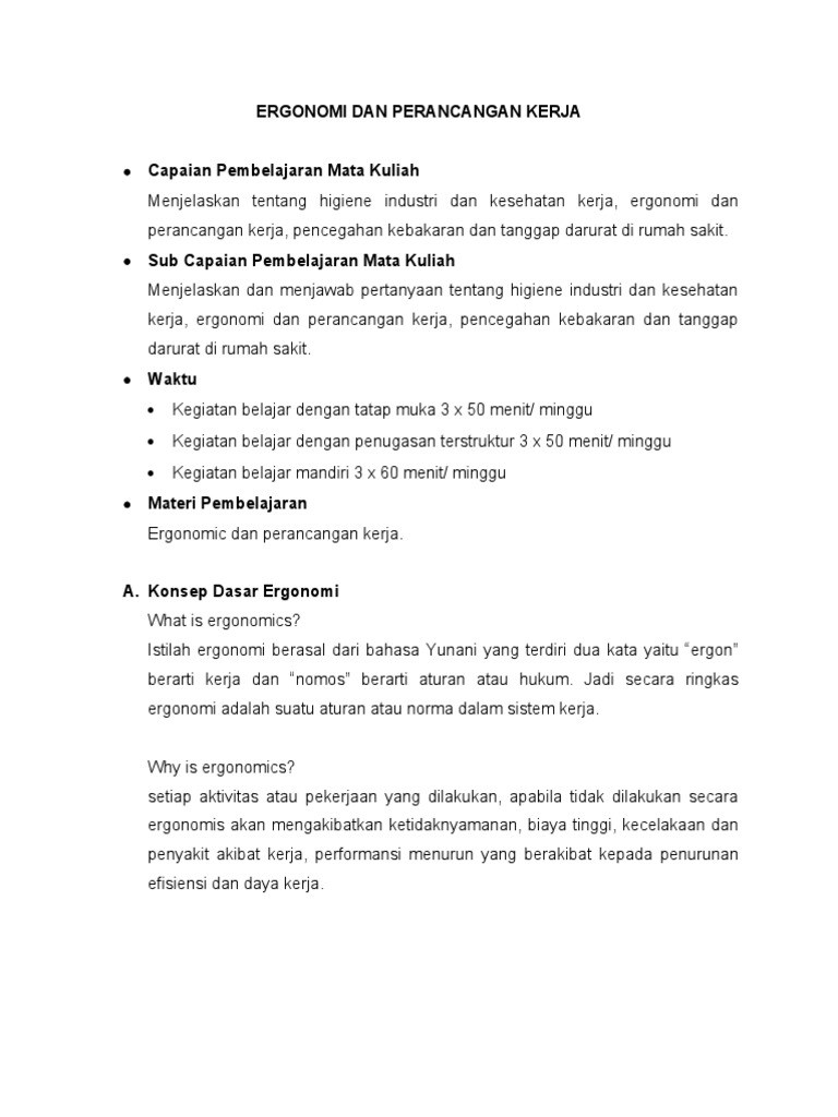 Ergonomi Dan Perancangan Kerja | PDF