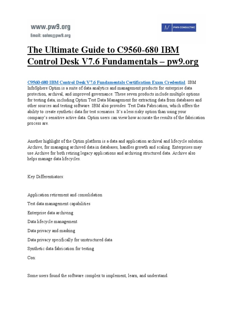 The Ultimate Guide To C9560-680 IBM Control Desk V7.6 Fundamentals ...