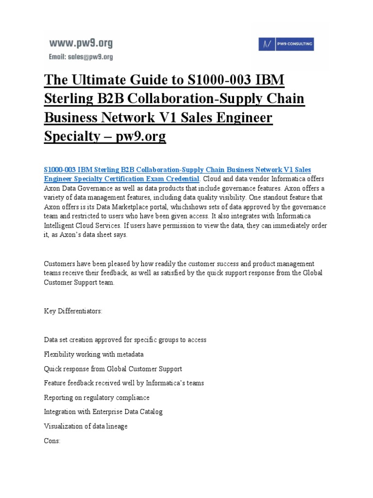 The Ultimate Guide To S1000-003 IBM Sterling B2B Collaboration-Supply Chain Business Network V1 ...