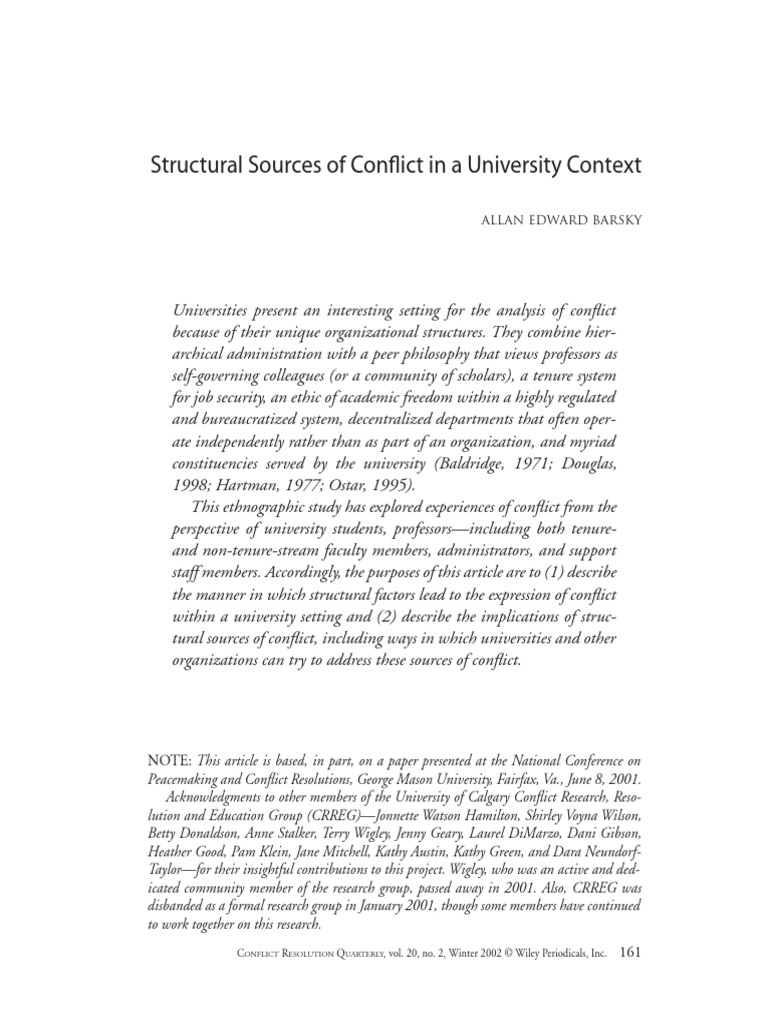 Structural Sources of Conflict in A University Context | PDF ...