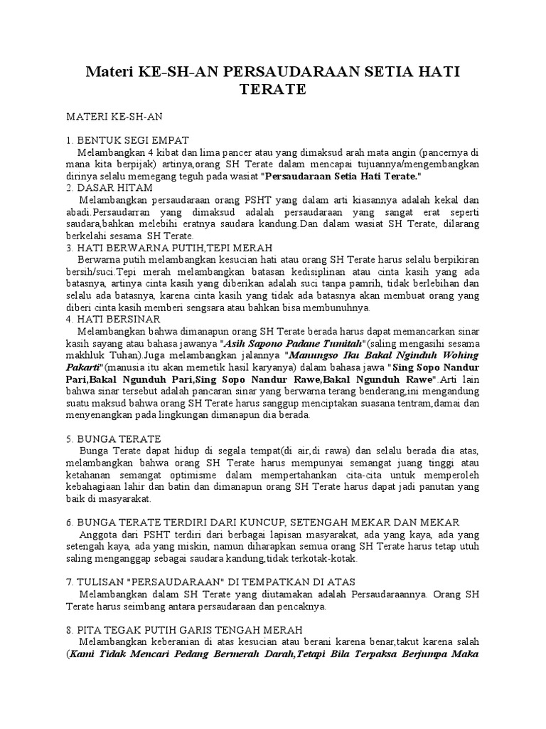 Materi Ke-SH-an PSHT Terate | PDF