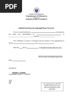 Certificate of Assumption to Duty | PDF
