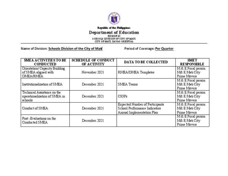 SAMPLE SMEA Plan | PDF