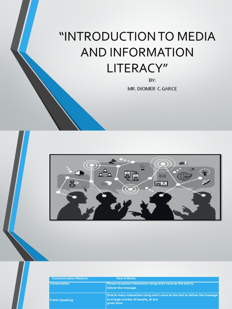 "Introduction To Media and Information Literacy": BY: Mr. Diomer C ...