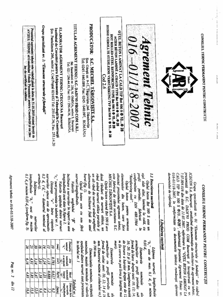 Agrement BSt-500S - Mechel Targoviste | PDF