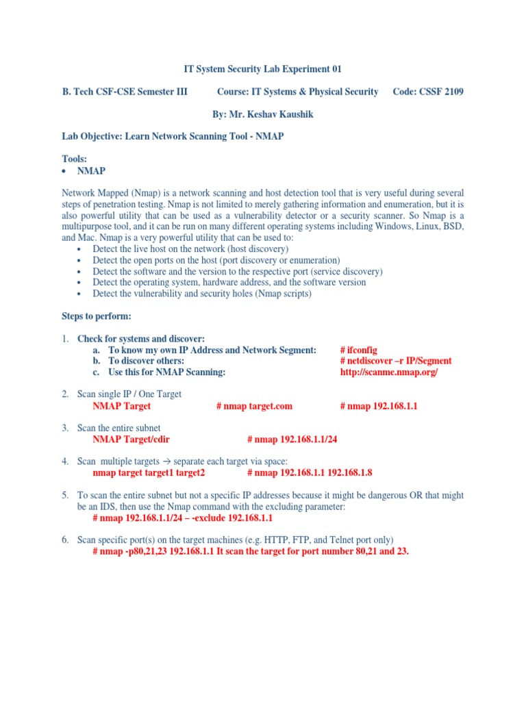 Lab Experiment #08 - Network & Host Detection Scans | PDF | Transmission Control Protocol | Port ...