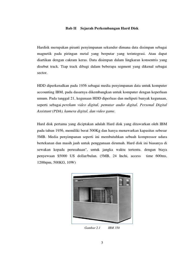 Bab II Sejarah Perkembangan Hard Disk | PDF