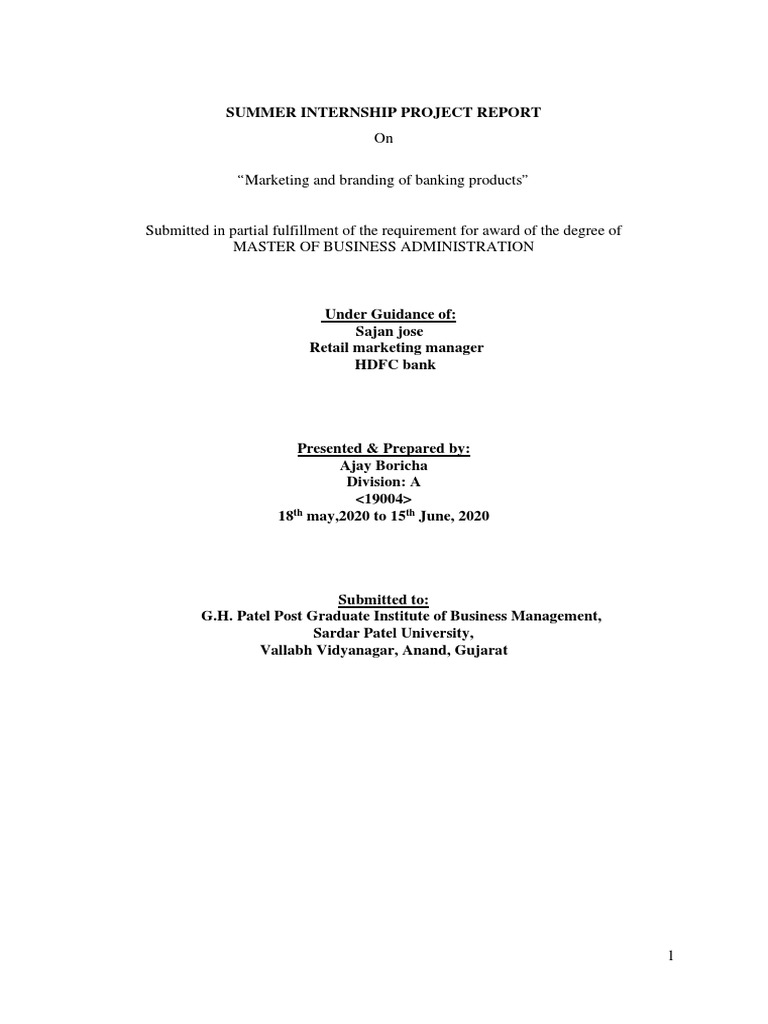 Internship Report | PDF | Survey Methodology | Banks