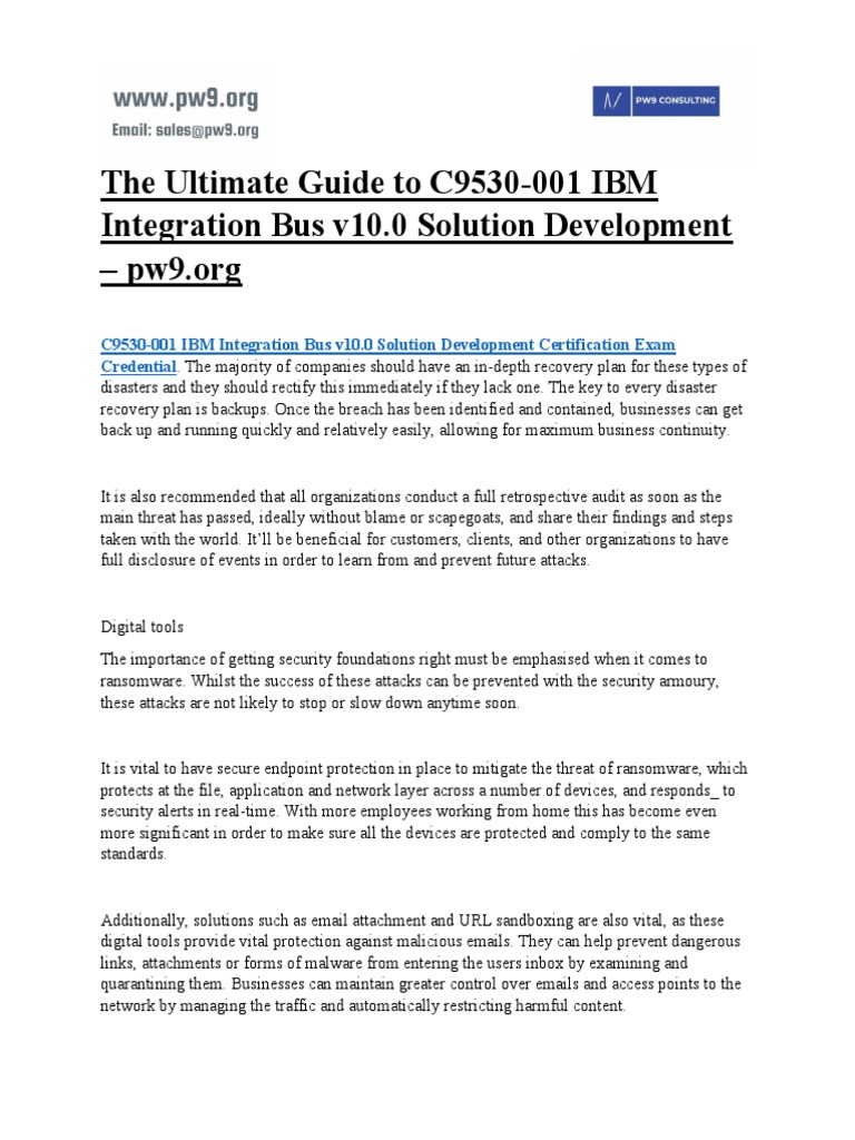 The Ultimate Guide To C9530-001 IBM Integration Bus v10.0 Solution Development | PDF | Malware ...
