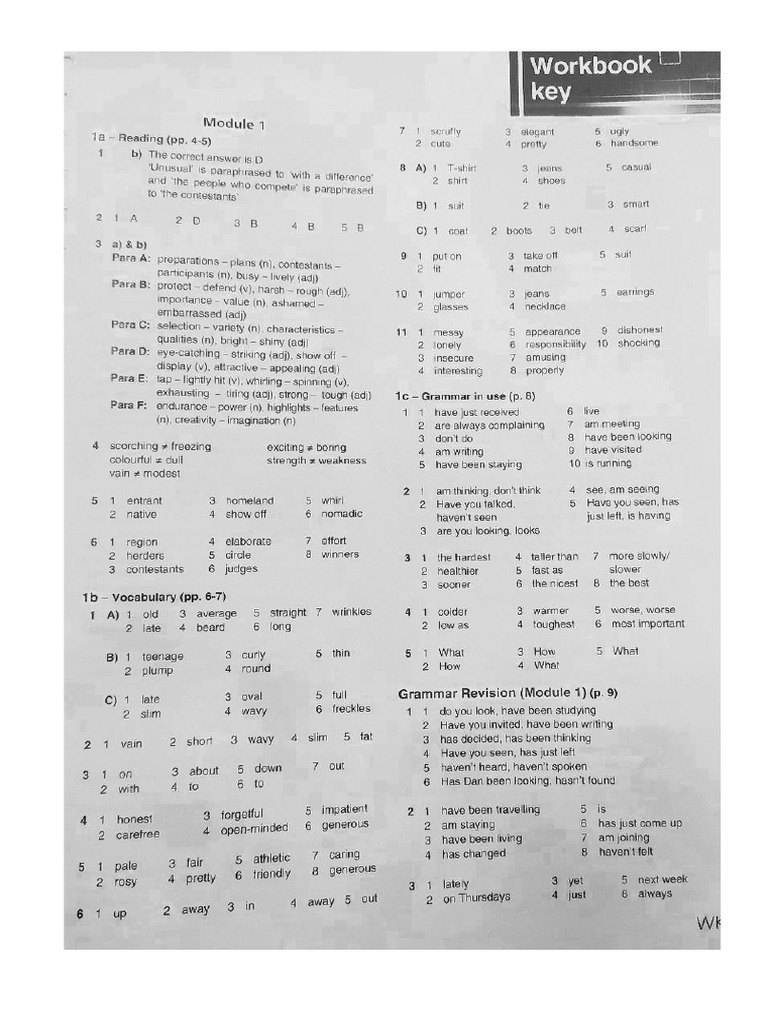 On Screen b1 Workbook Book Answers | PDF