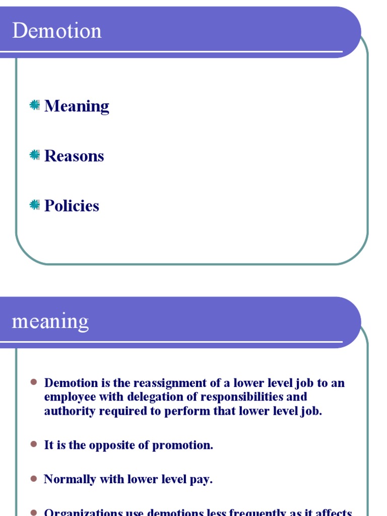 Demotion: Meaning Reasons Policies | PDF