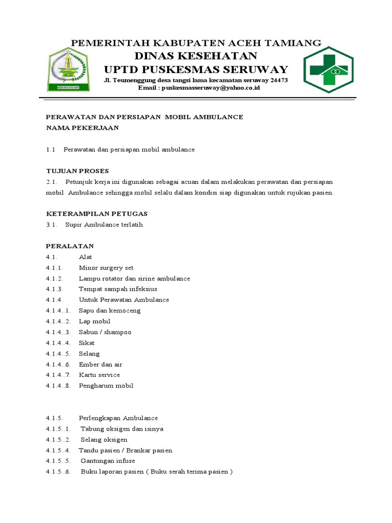 Sop Pemakaian Ambulance | PDF