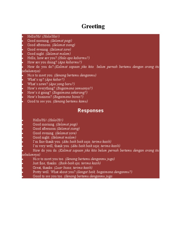 Greeting and Parting | PDF