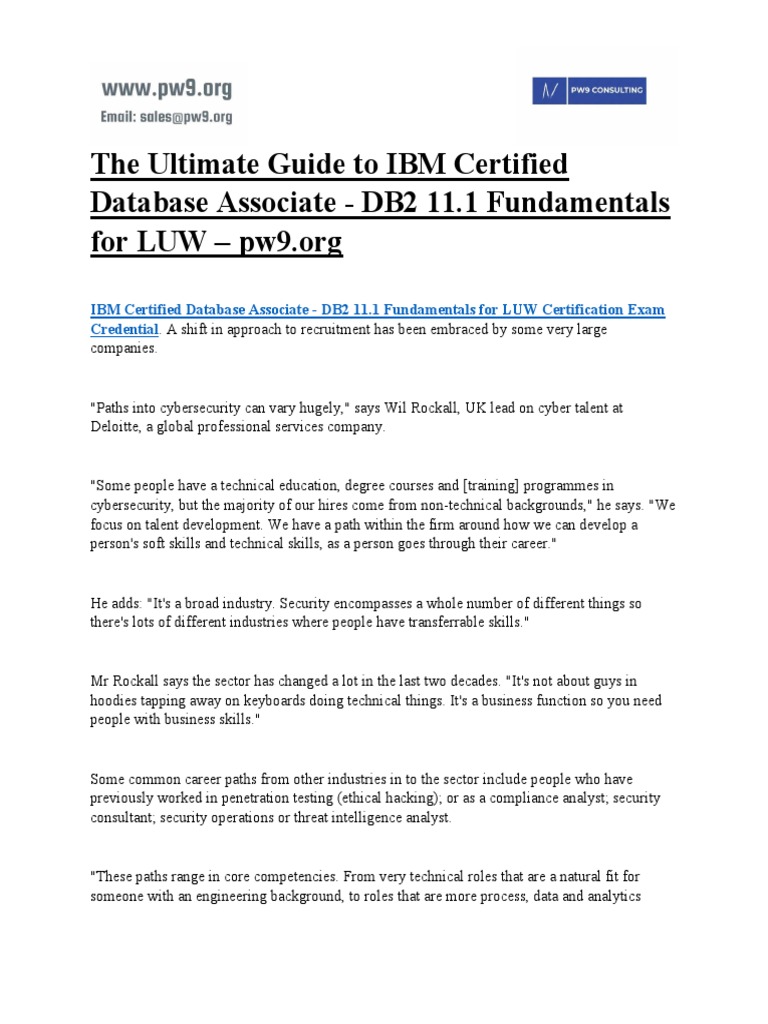 The Ultimate Guide To IBM Certified Database Associate - DB2 11.1 Fundamentals For LUW | PDF ...