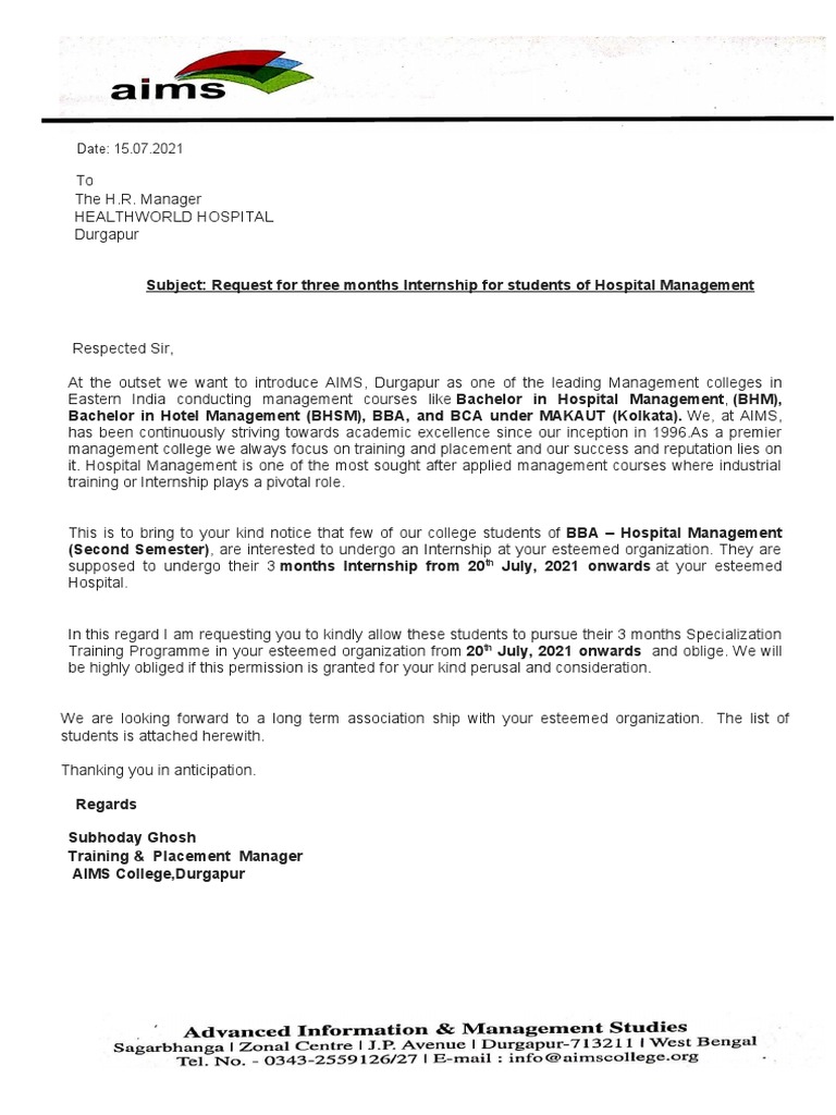 Proposal Letter For Training | PDF