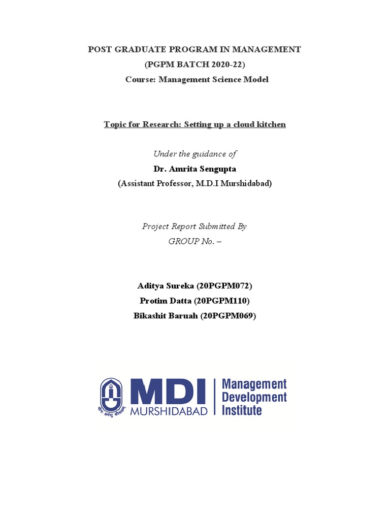 MSM Project Report Group 1 | PDF | Hamburgers | Foods