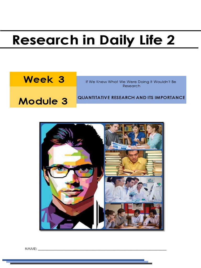 Research in Daily Life 2: Week 3 | PDF | Quantitative Research | Statistics
