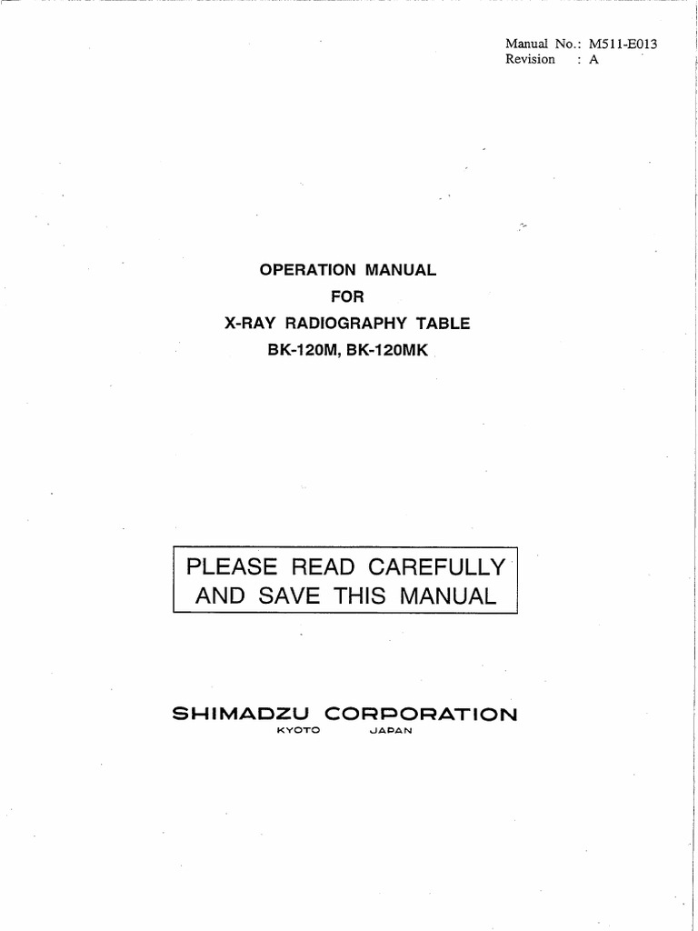 Shimadzu BK120 X-Ray - User Manual | PDF