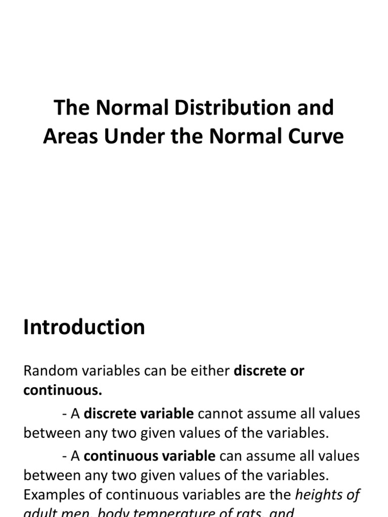 The Normal Distribution and Areas Under The Normal Curve | Download ...