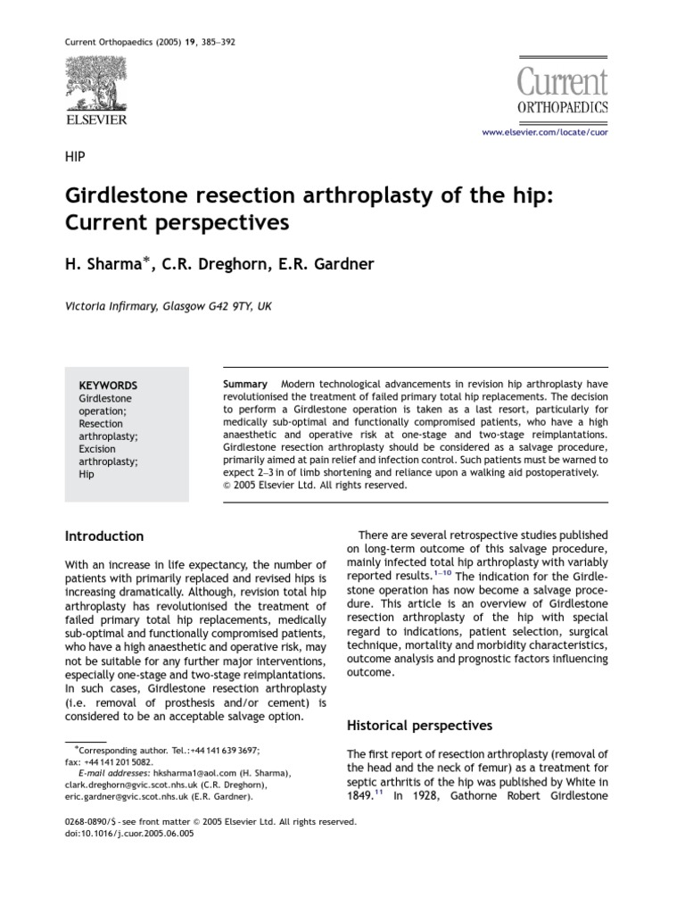 Girdlestone Resection Arthroplasty of The Hip | PDF | Surgery | Health ...
