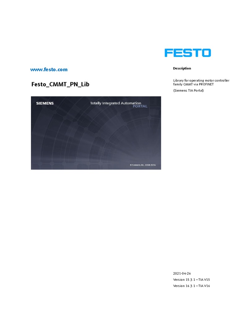Festo CMMT PN Lib EN | PDF | Input/Output | Parameter (Computer ...