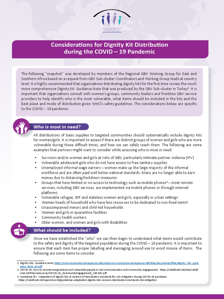 GBV Covid19 Dignity Kit Distribution 1605202001-1 | PDF | Violence ...