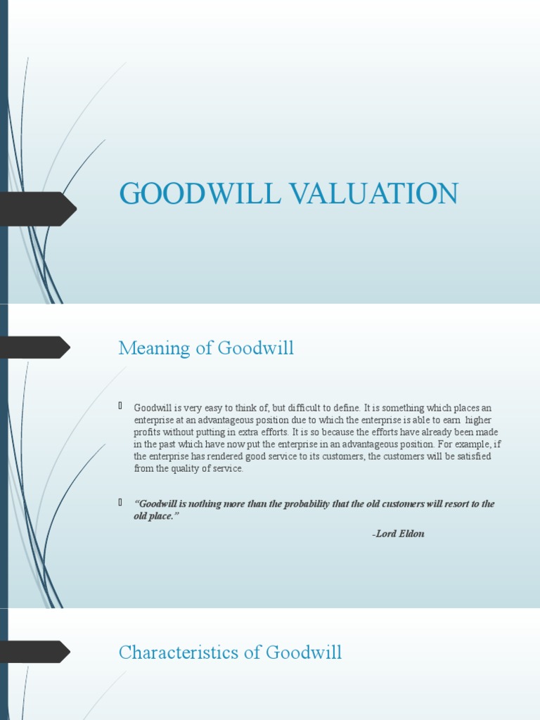 Goodwill Valuation | PDF | Goodwill (Accounting) | Valuation (Finance)