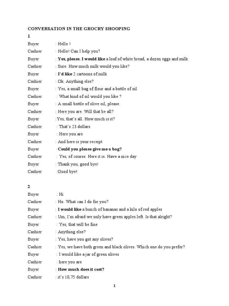 Dialogue on Grocery Shopping | PDF | Waiting Staff | Automated Teller ...