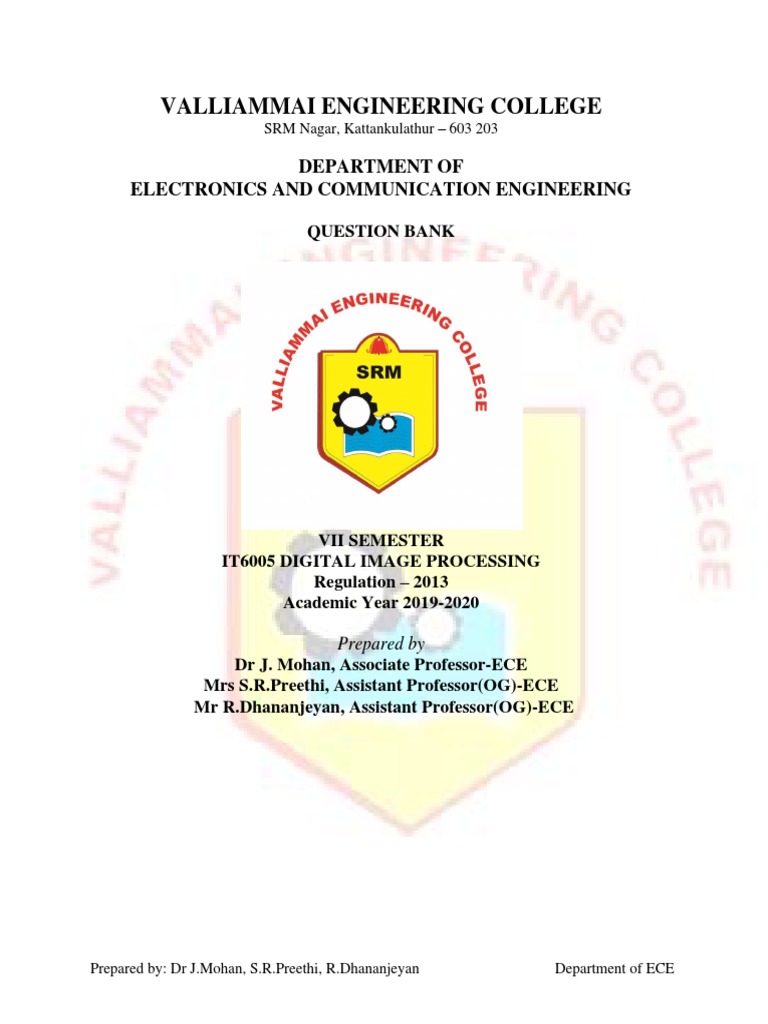 IT6005-Digital Image Processing | PDF | Data Compression | Image Segmentation