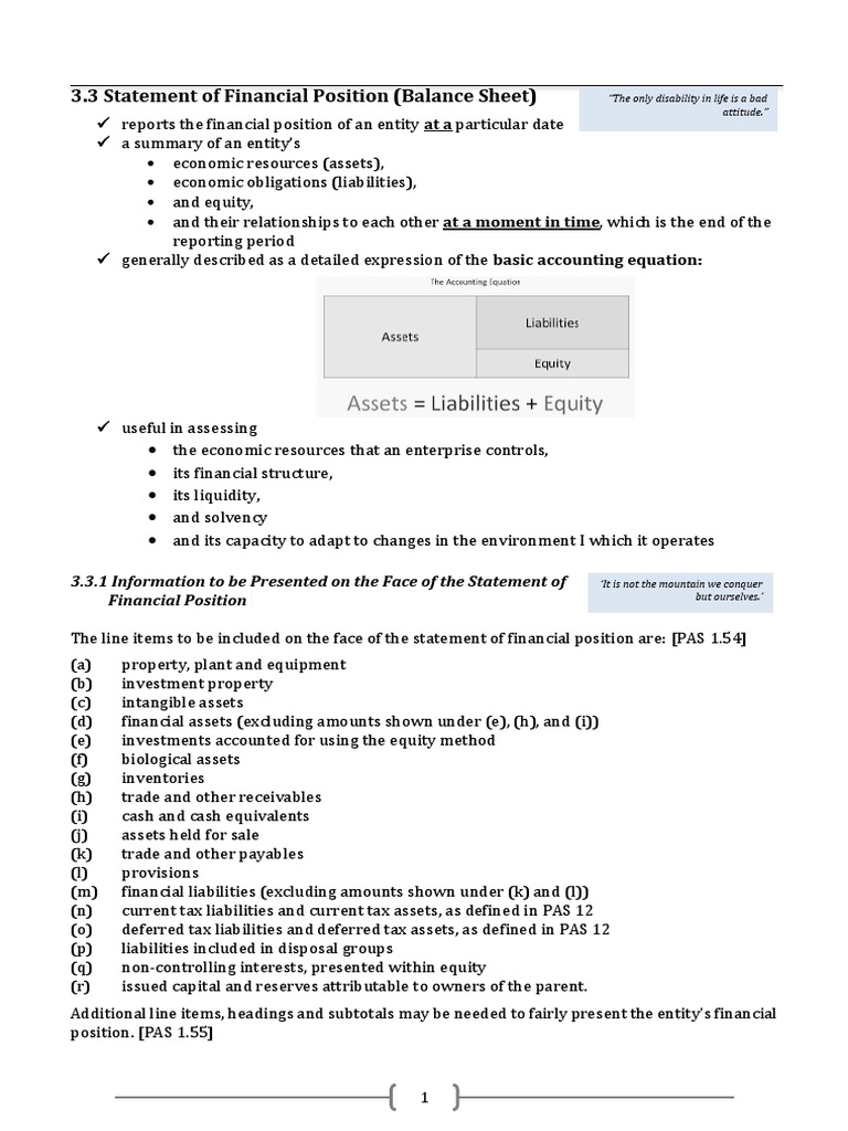 3.3 Statement of Financial Position (Balance Sheet) | PDF | Balance ...