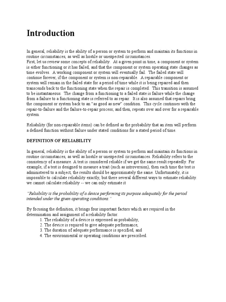 Definition of Reliability | PDF | Reliability Engineering | System