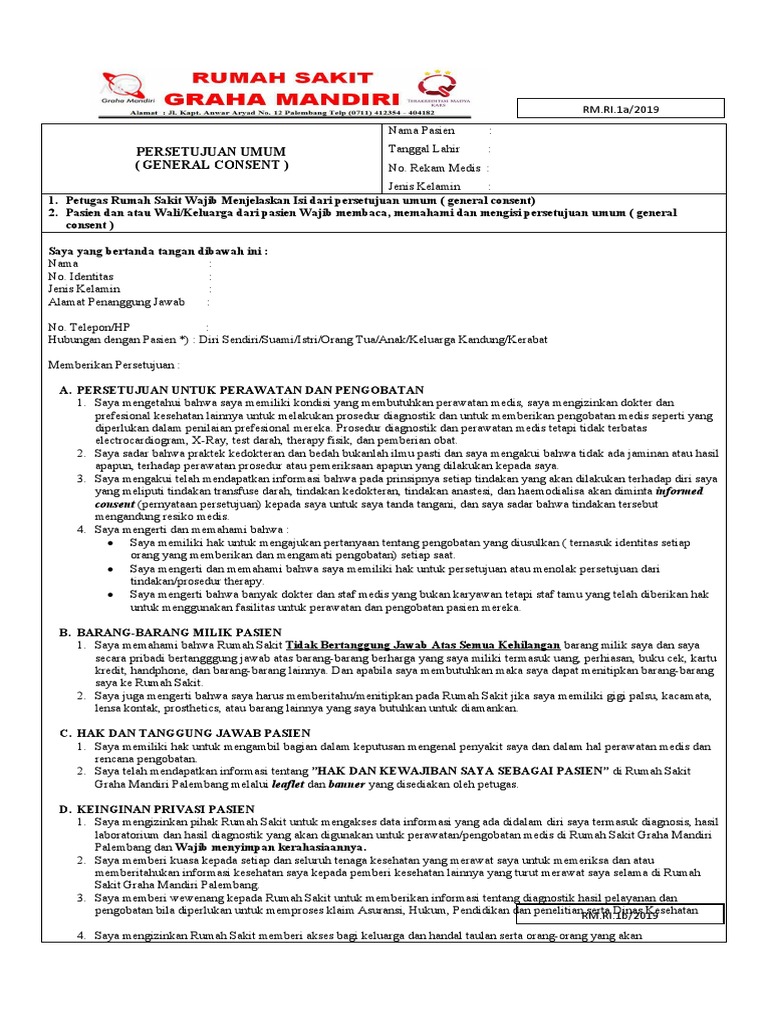 RM. RI. 1a 2019 - FORM General Consent | PDF
