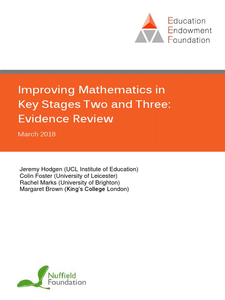 EEF Maths Evidence Review | PDF | Learning | Teachers
