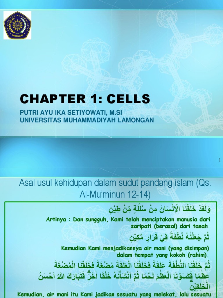 Chapter 1: Cells: Putri Ayu Ika Setiyowati, M.Si Universitas ...