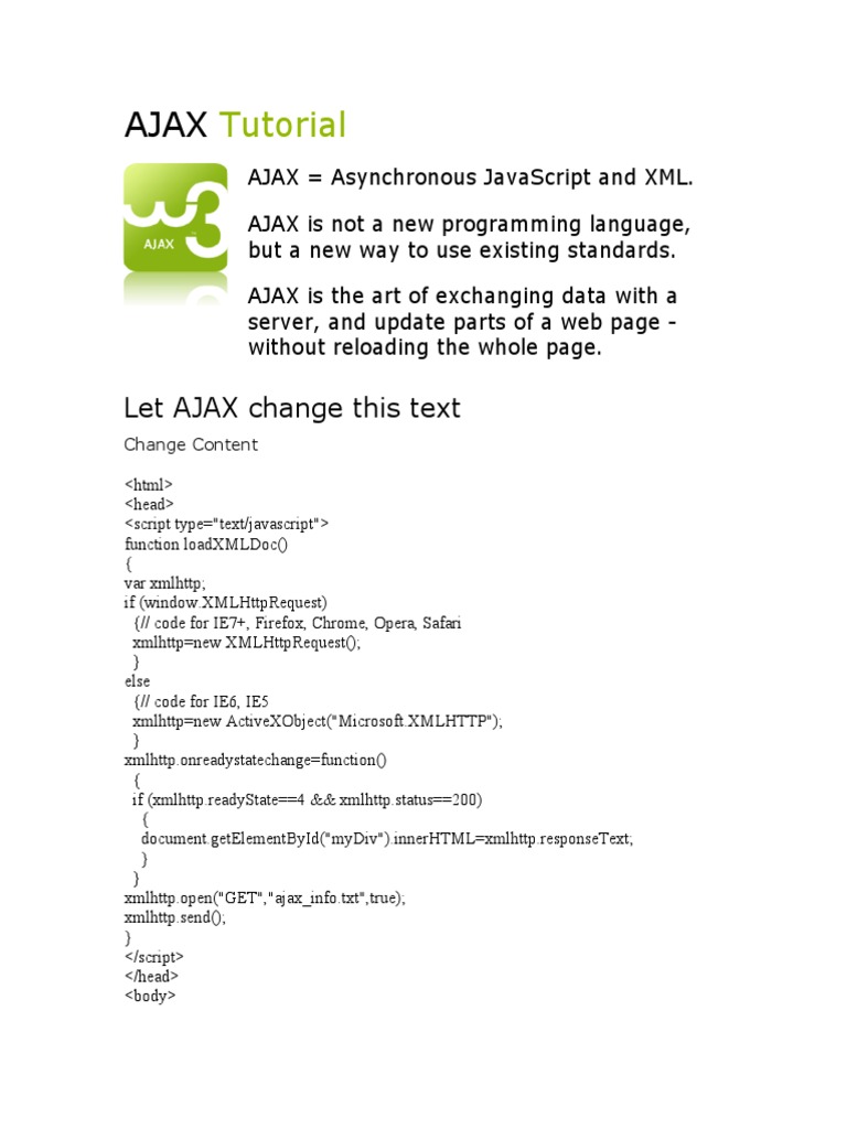 Tutorial: Let AJAX Change This Text | PDF | Ajax (Programming ...