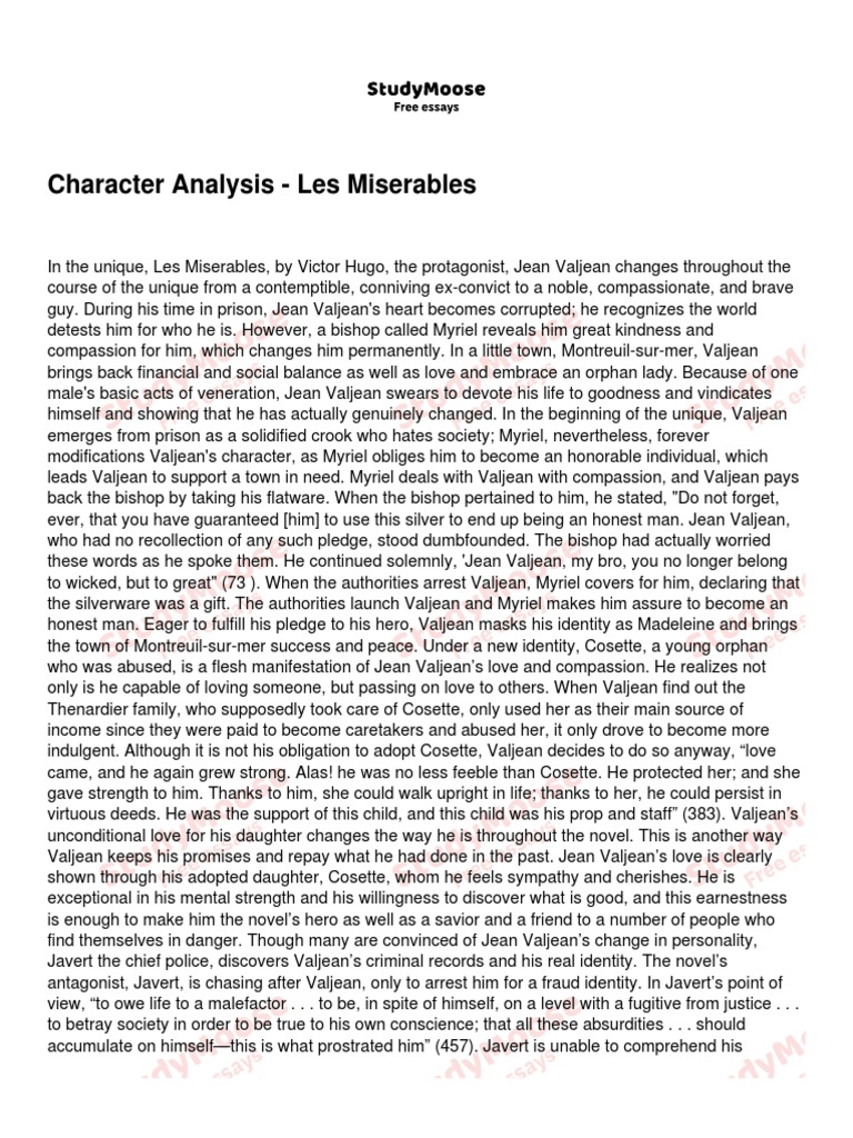 Character Analysis - Les Miserables | PDF | Cosette | Les Misérables