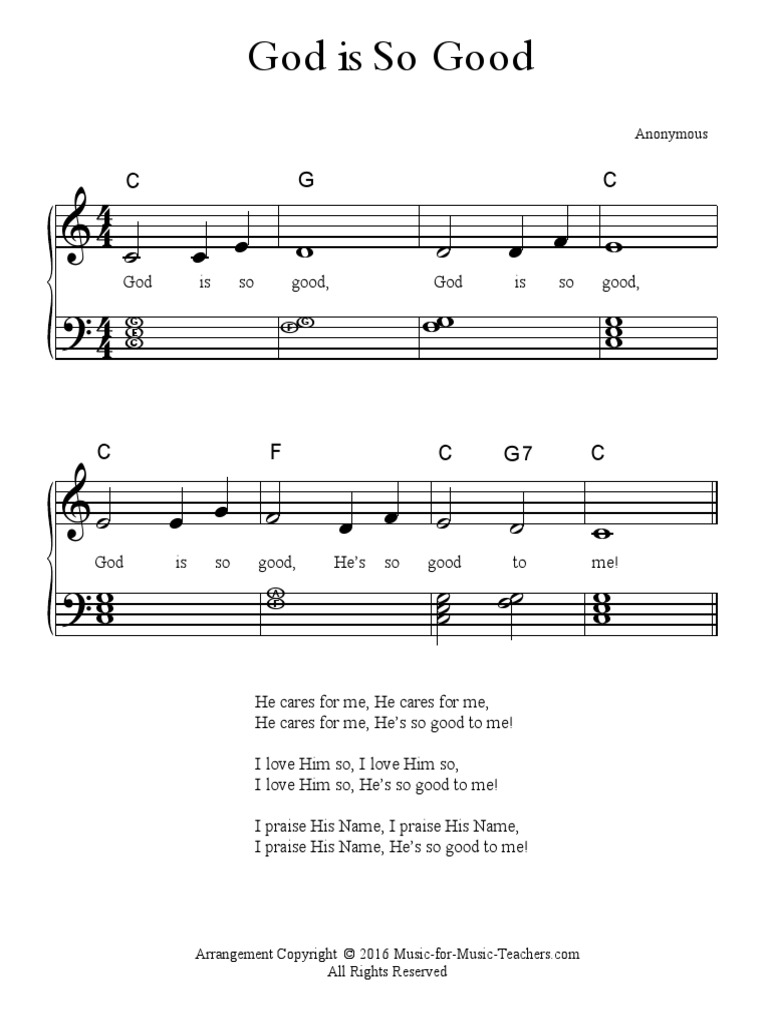 God Is So Good Piano Very Easy | PDF