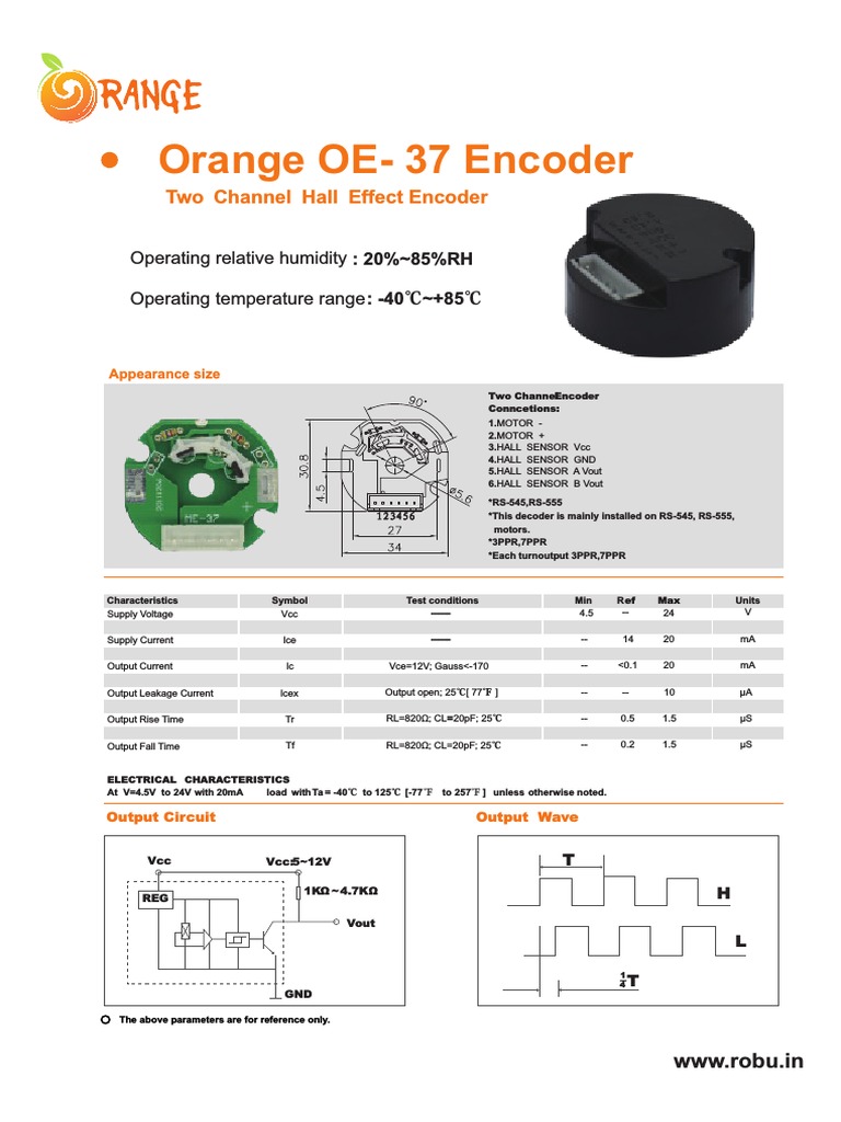 Orange OE-37 Encoder: Two Channel Hall Effect Encoder | PDF ...