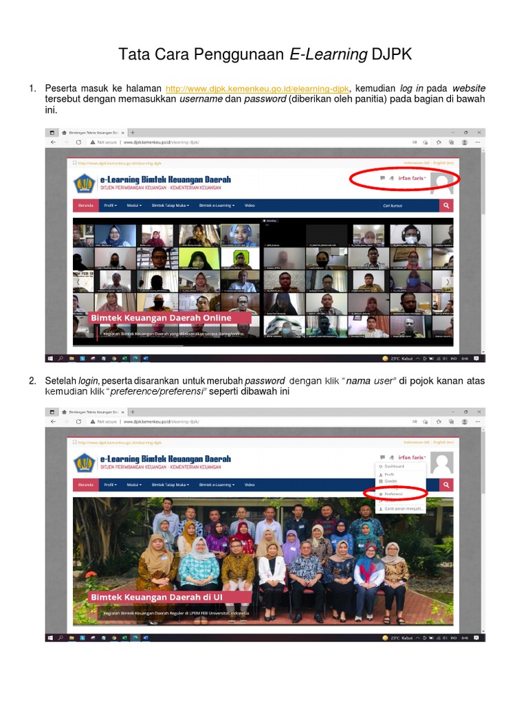 Tata Cara Penggunaan E-Learning | PDF