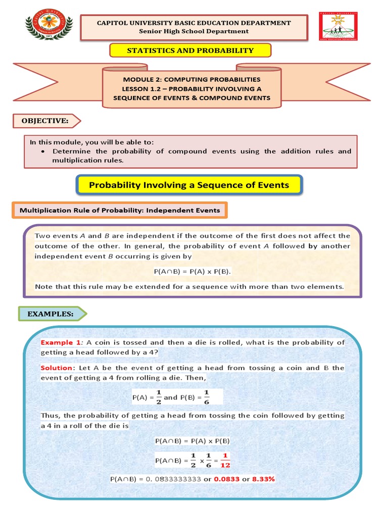 Probability Involving A Sequence of Events & Compound Events | PDF ...